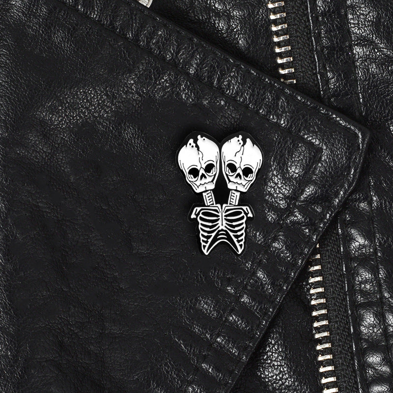 Conjoined skull Brooch – The Skull Lab